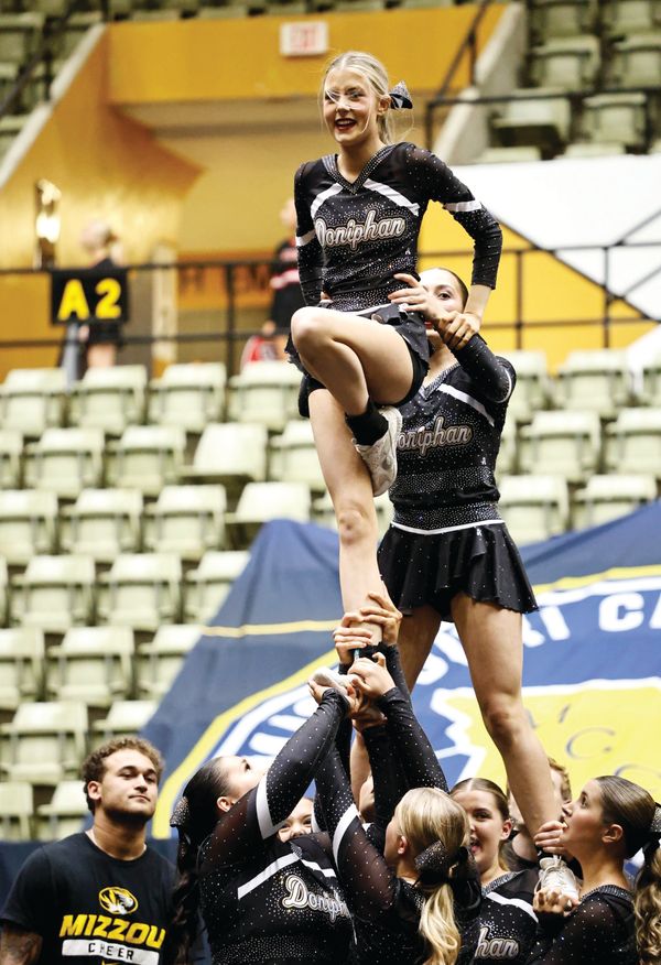 Doniphan cheerleaders soar to second place at state with "Swords up" r...