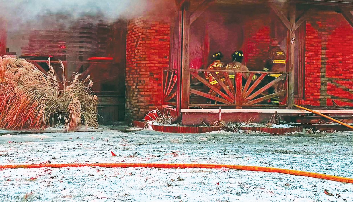 Advance firefighters battle frigid structure fire as hidden flames for...
