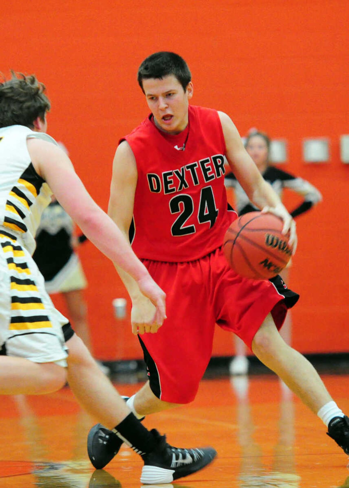 Dexter boys basketball team in action vs. Kennett