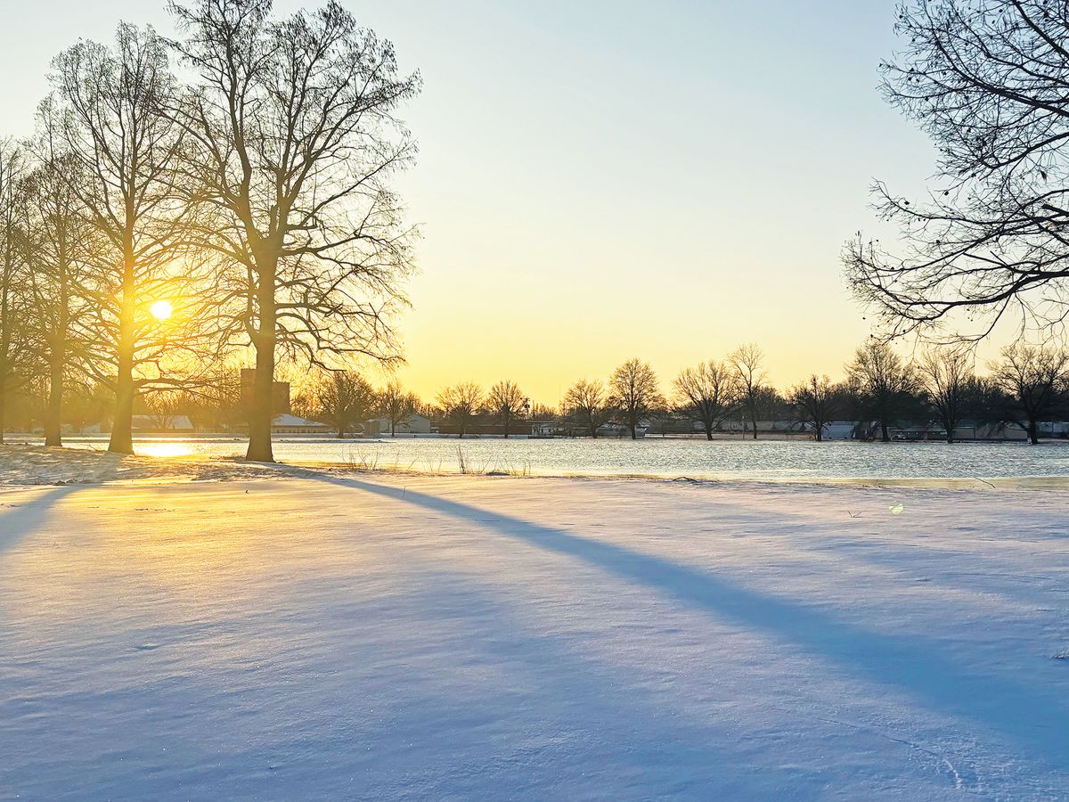 Snow blankets Stoddard County: A serene scene at Dexter Fish...
