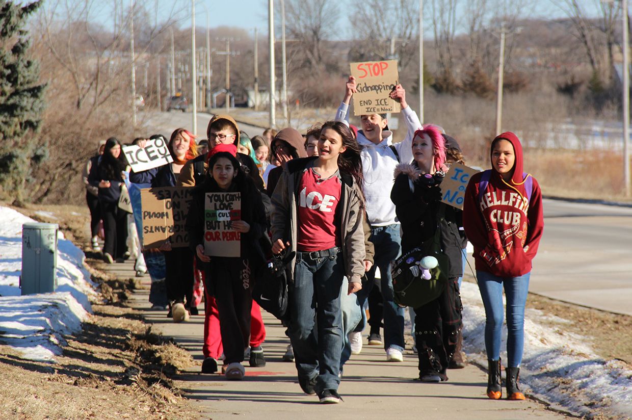 Albert Lea students walk out in protest of ICE in the commun...