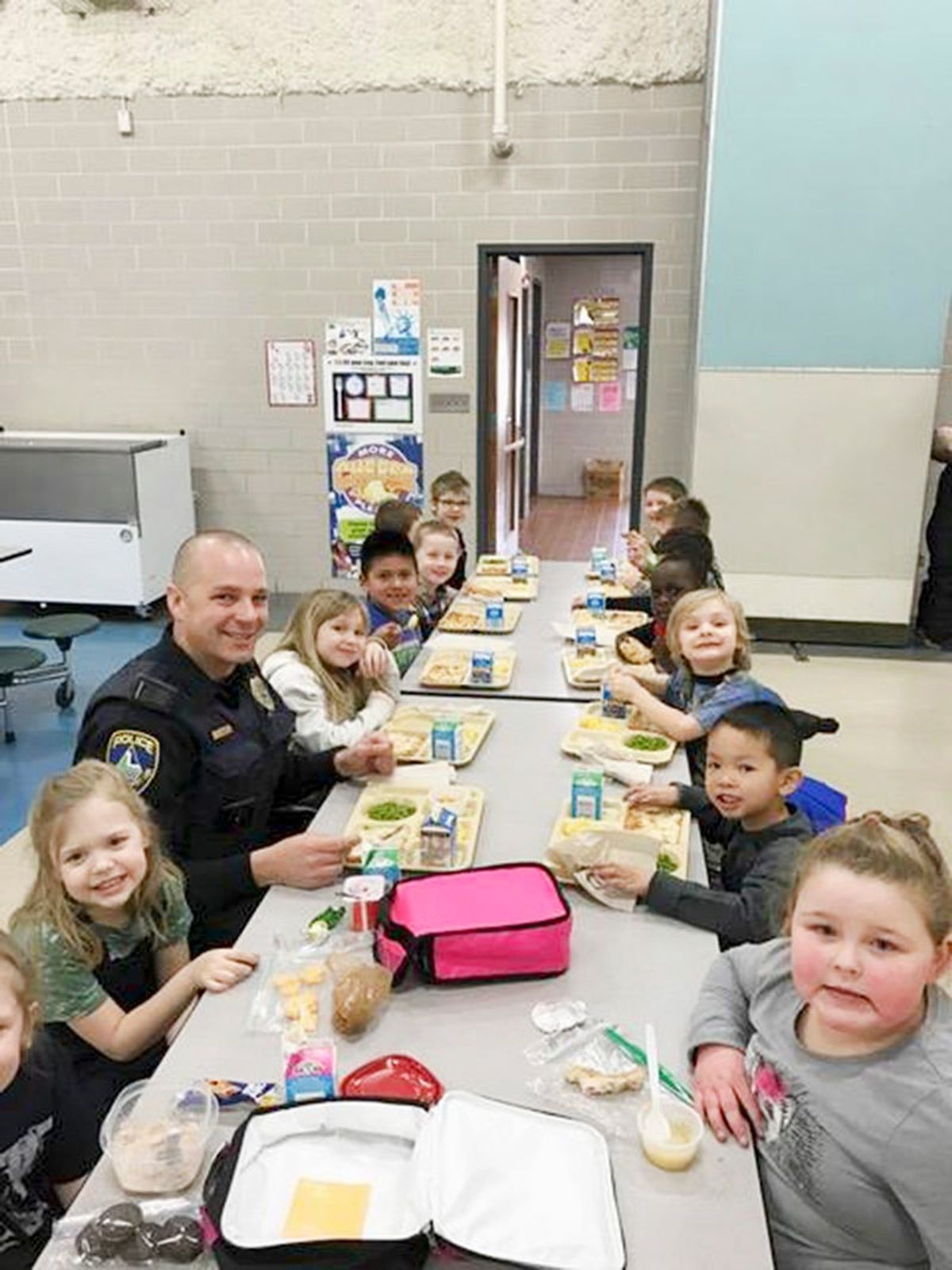 Enjoying lunch with a cop
