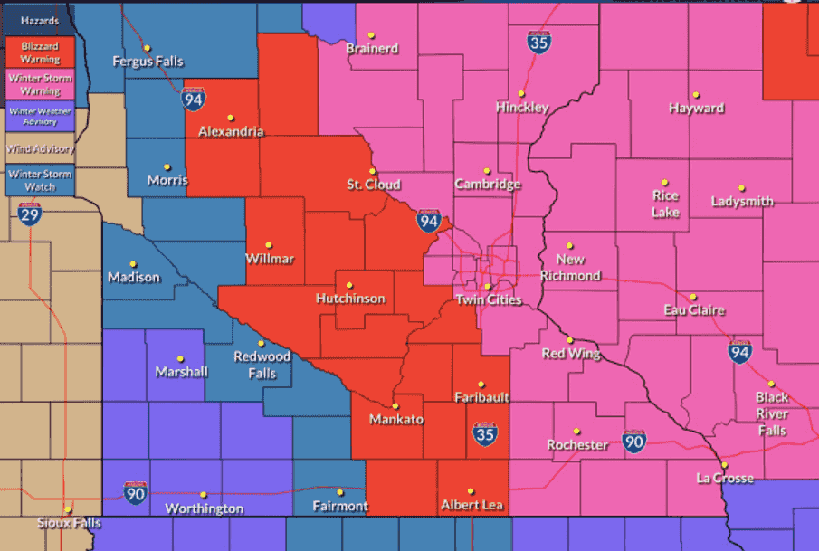 Blizzard warning issued for Sunday into Monday; travel not advised dur...