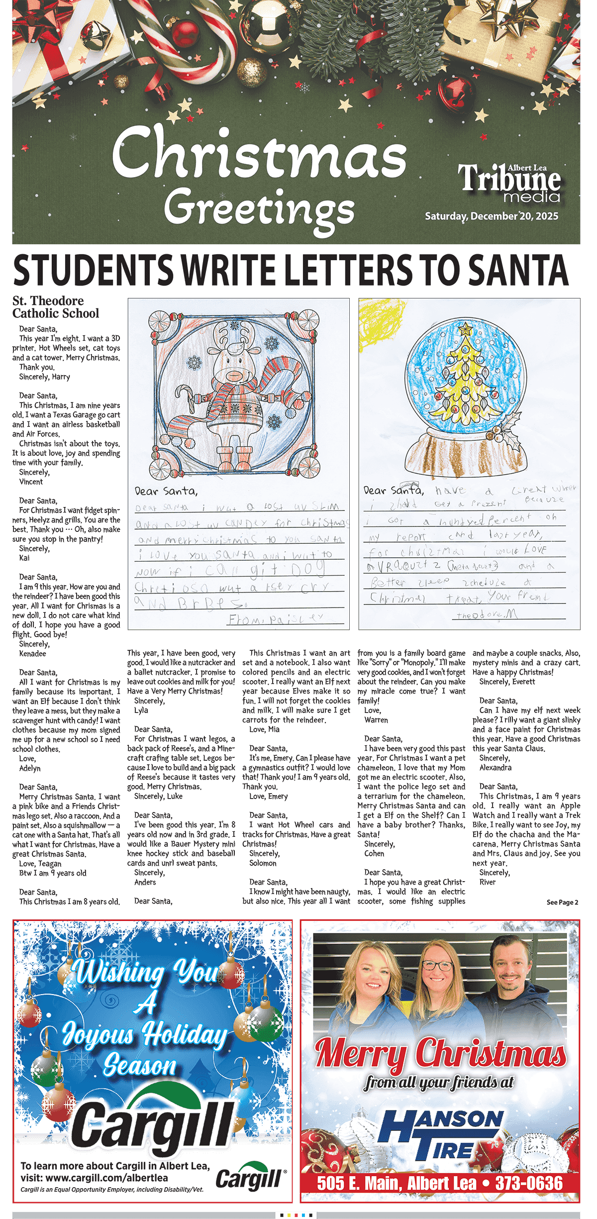 Christmas Greetings: Students write letters to Santa
