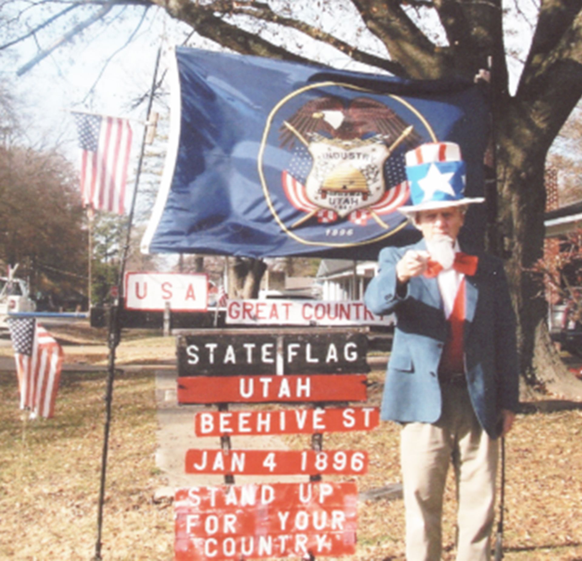 Flagman displays the Utah Flag