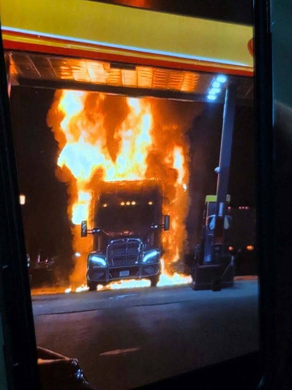 Truck catches fire at Love's