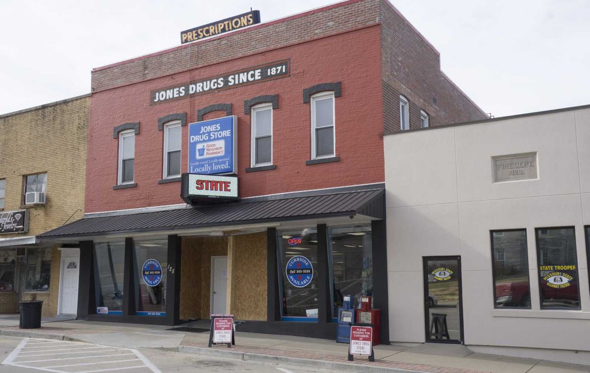 Vehicle crashes into Jones Drug Store, none injured