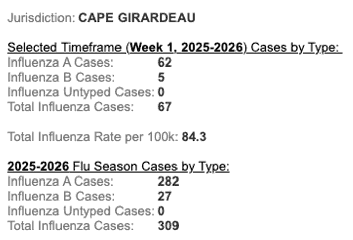 Cape Girardeau County experiencing high rate of flu, nearly double rat...