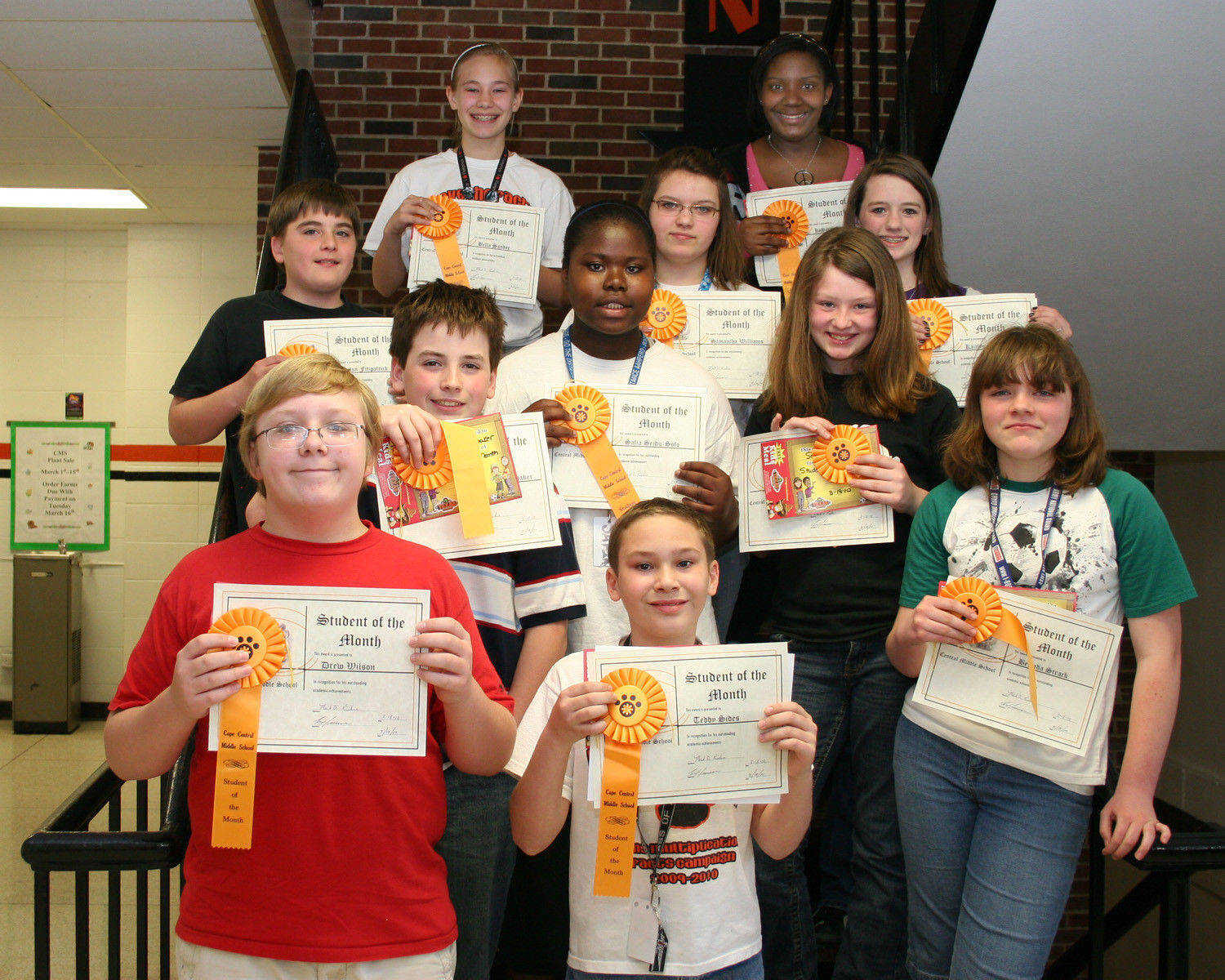 Cape Central Middle School sixth grade Students of the Month