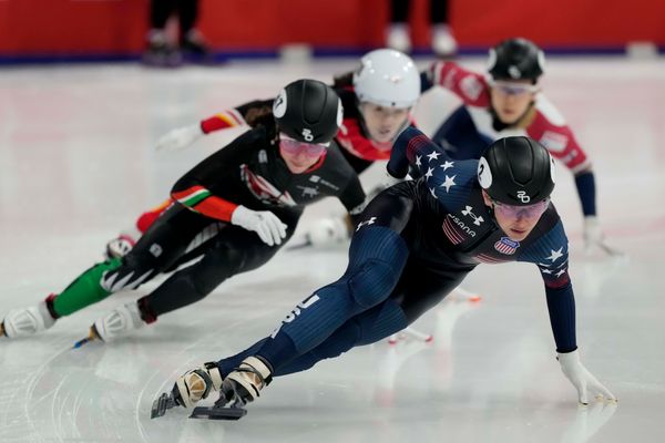 American short track skater Kristen Santos-Griswold looking for Olympi...
