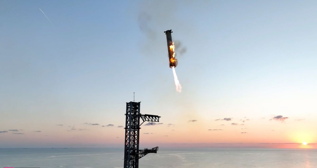 In an engineering feat, mechanical SpaceX arms catch Starship rocket b...