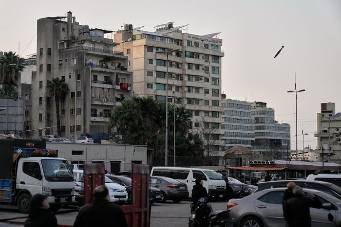 Photos of a central Beirut district struck by Israeli bombs