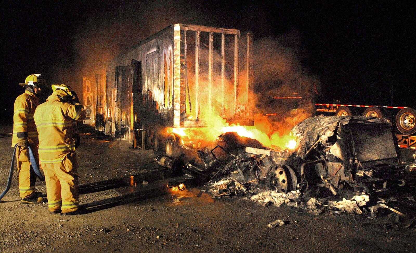 Fire destroys tractor-trailer in Scott City Sunday night