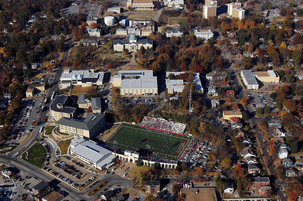 Houck Stadium and SEMO Campus from Air