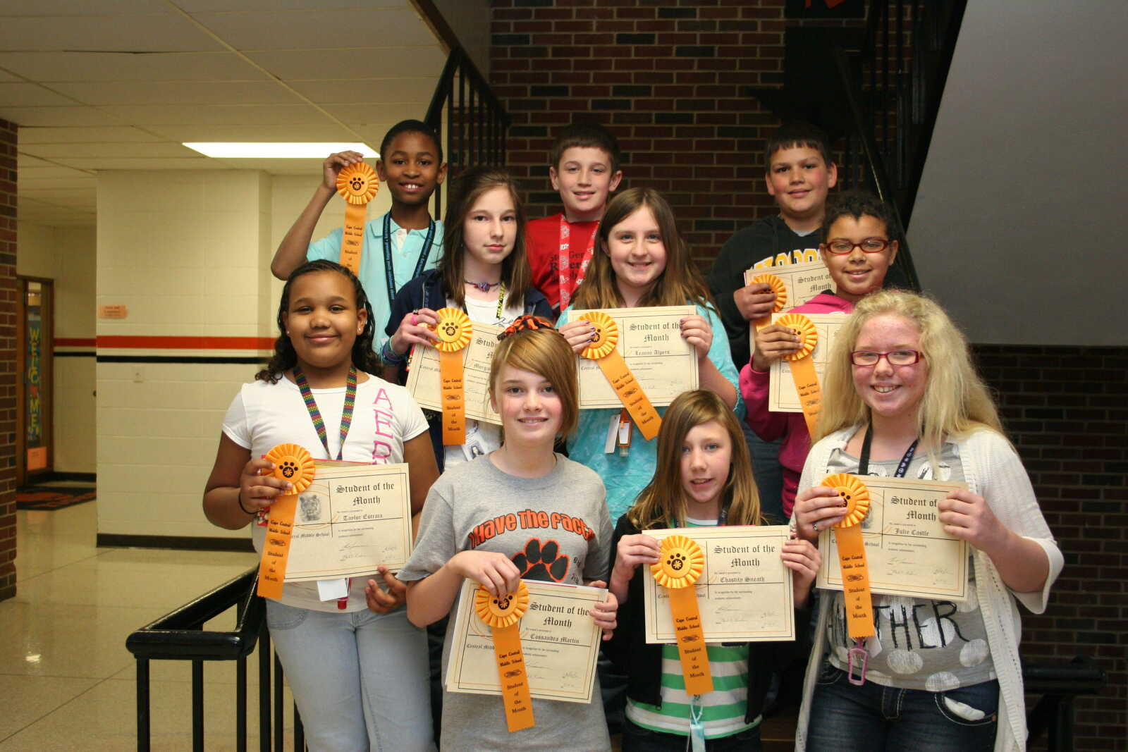 Cape Central Middle School fifth grade Students of the Month