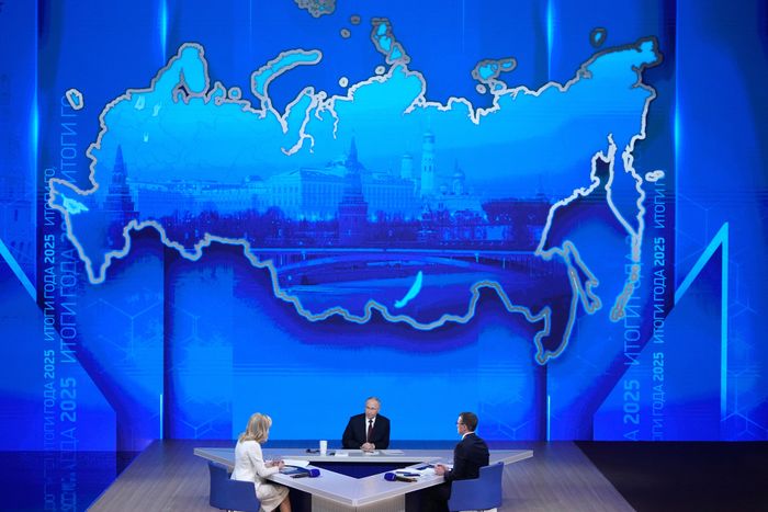 Putin tells his annual news conference that the Kremlin's mi...