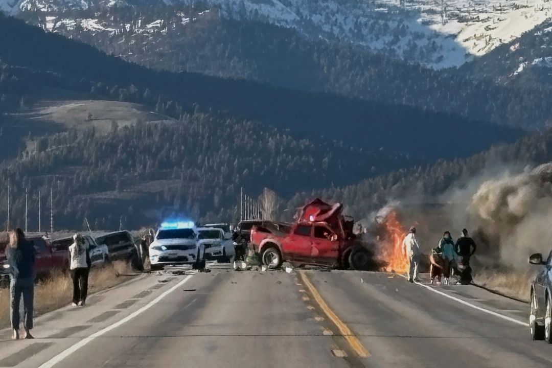 7 people are dead after a pickup and tour van collided near Yellowston...