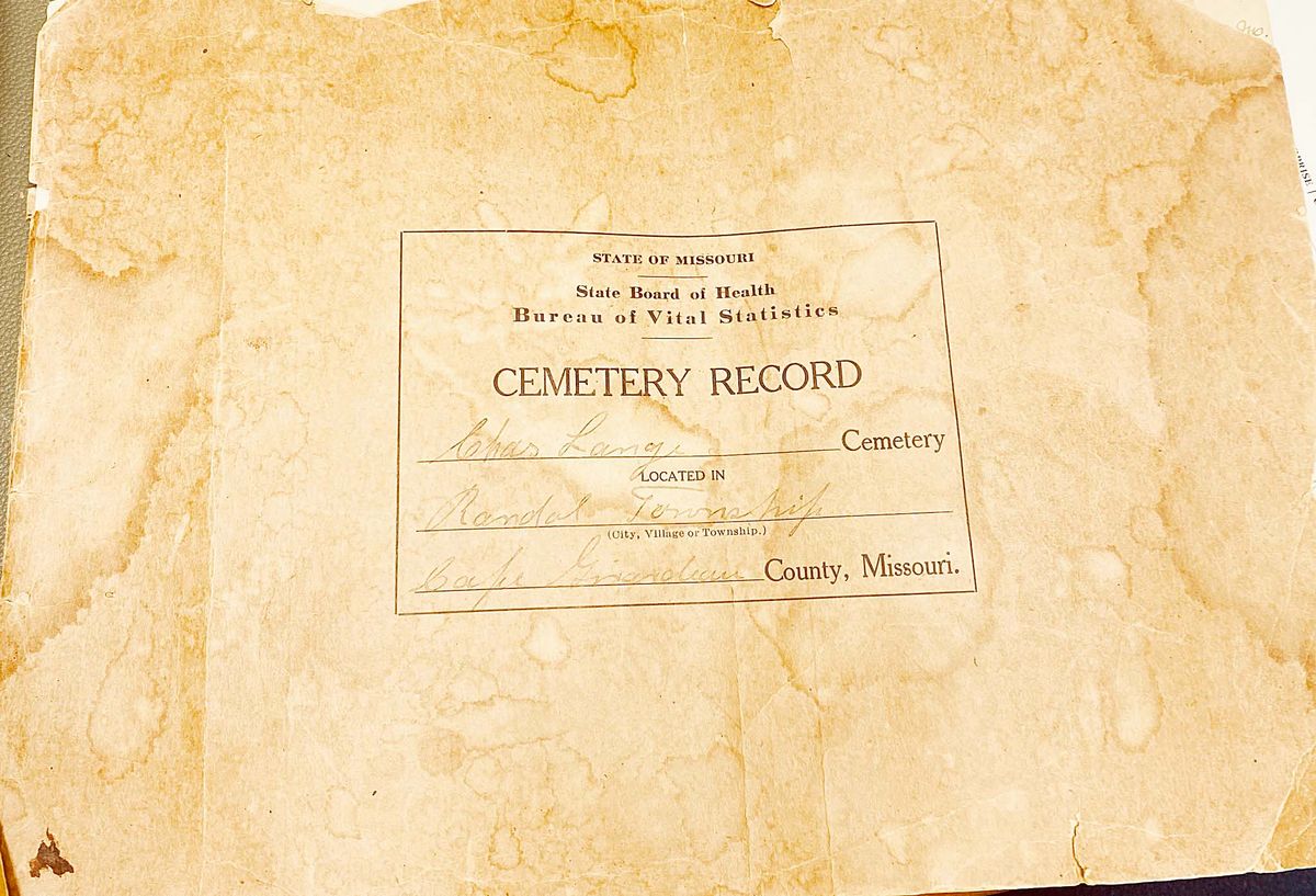 Local History: Lange Cemetery book
