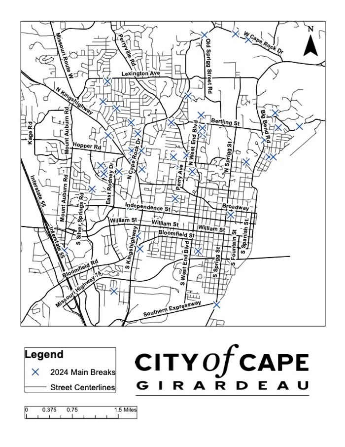 Water main breaks cost City of Cape Girardeau thousands of dollars