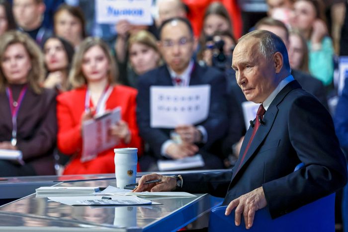 At Putin’s annual news conference, a Russian journalist pops the quest...