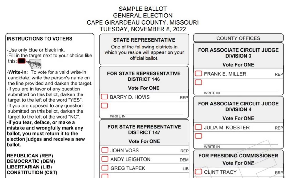 Sample ballot available for Cape Girardeau County's fall ele...