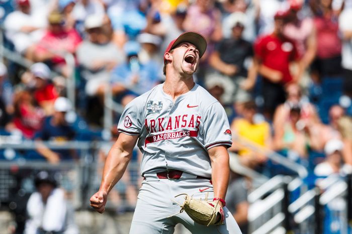 Arkansas’ Wood pitches third no-hitter in CWS history, gets ...