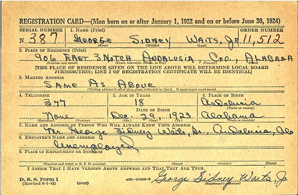George Sidney Waits, Jr., Sergeant, U.S. Army, WWII