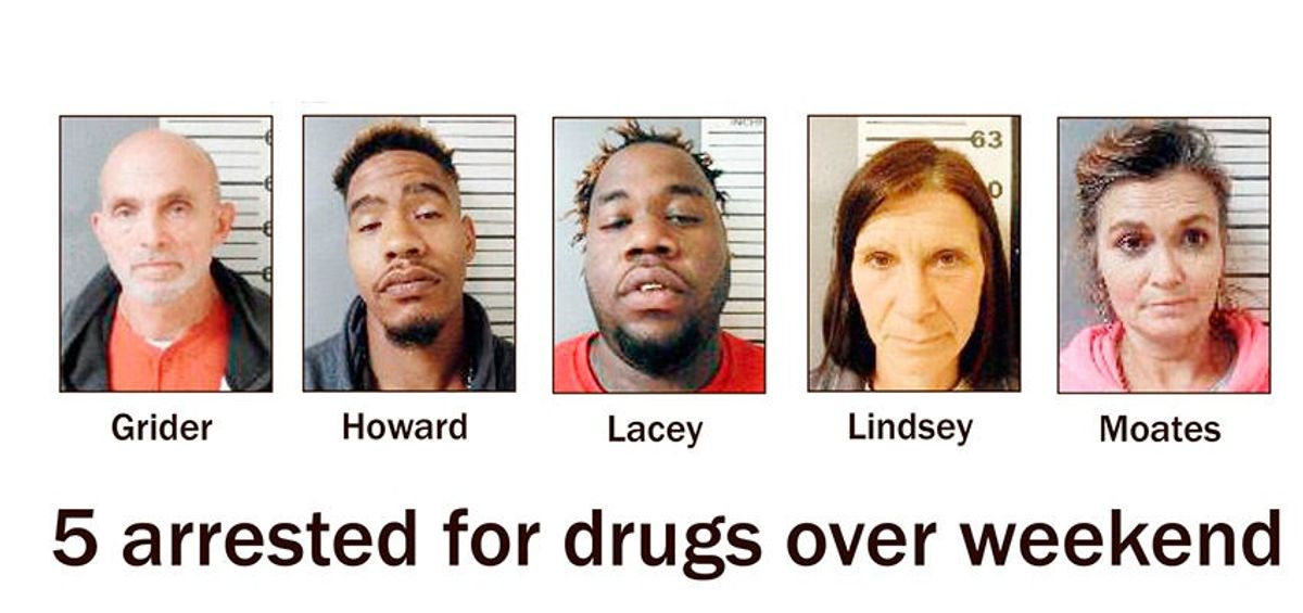 5 arrested for drugs over weekend
