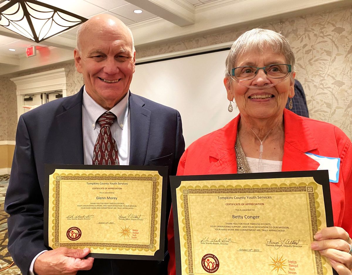 Betty Conger and Glenn Morey recognized for service to Groto...