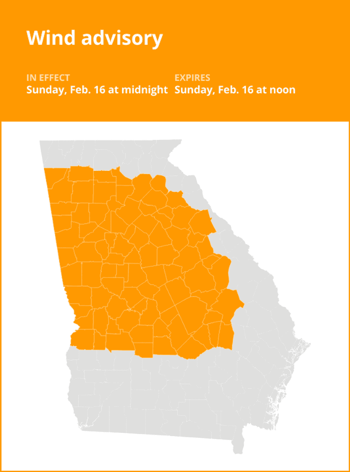 Wind advisory affecting West Georgia Sunday