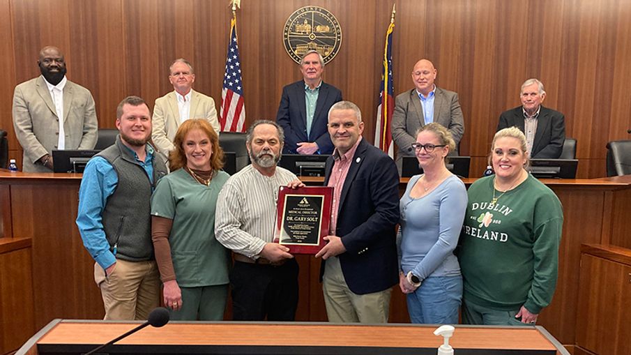 County recognizes outgoing longtime EMS medical director