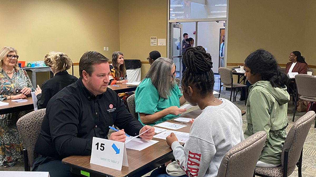 TCSS students go through speed-dating style mock job intervi...