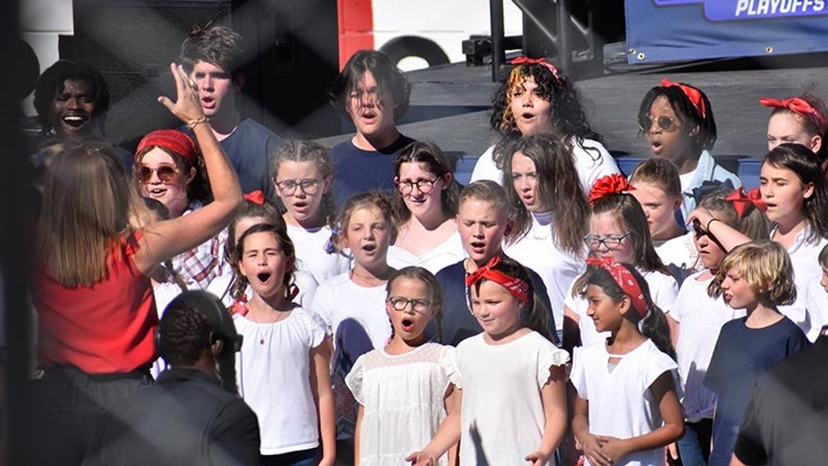 Young Singers perform at NASCAR race