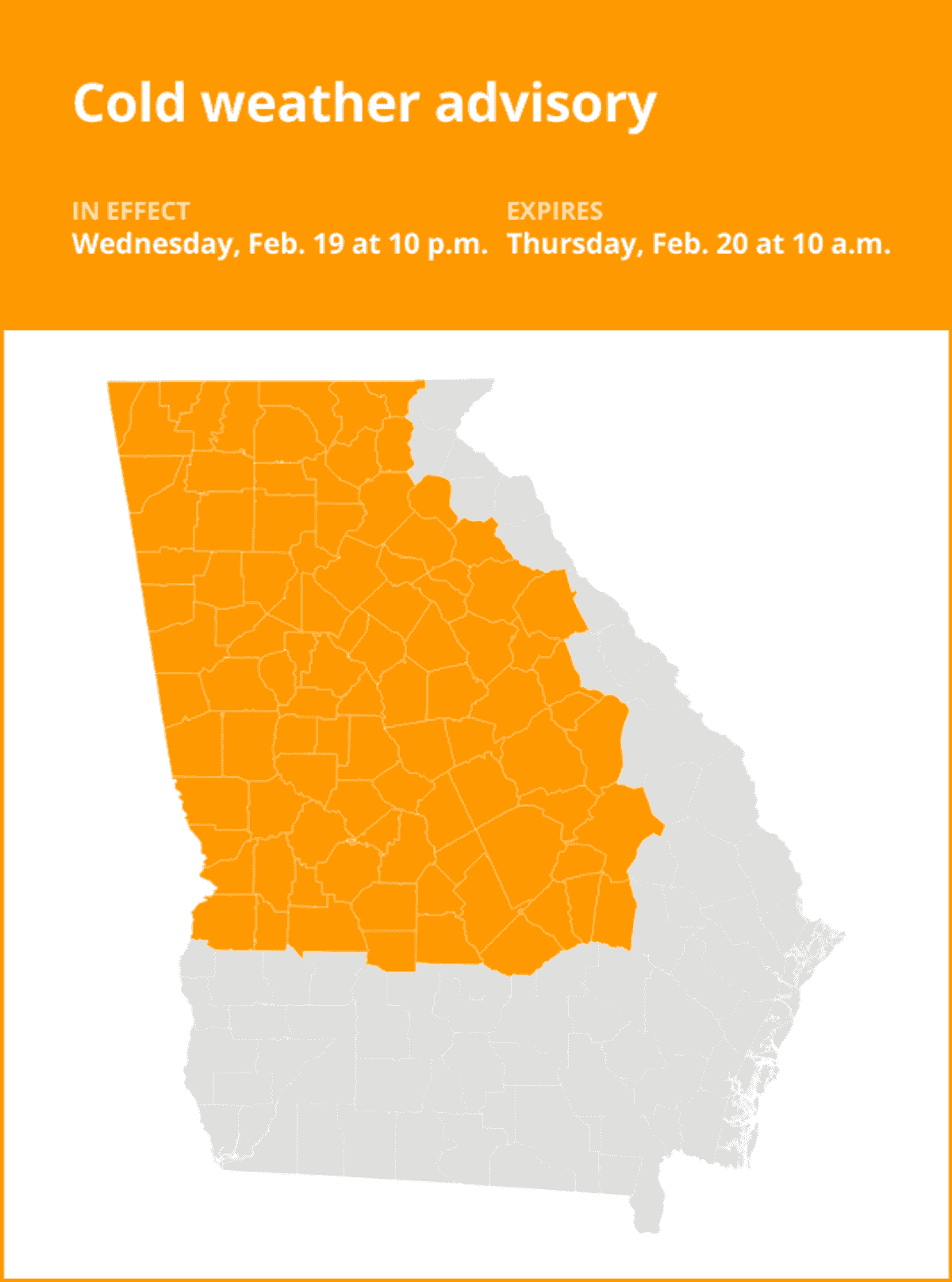 Cold weather advisory affecting West Georgia until Thursday ...