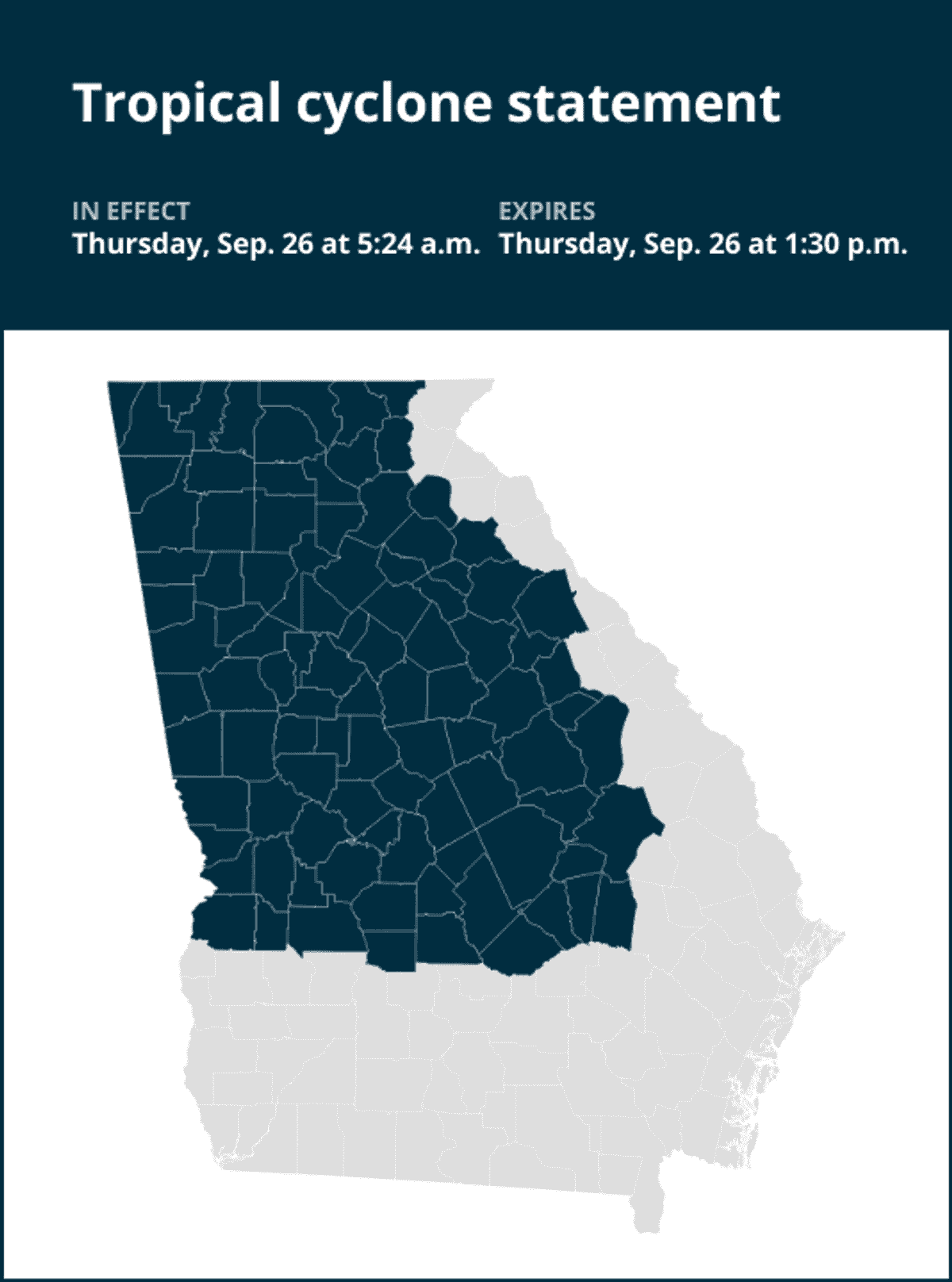 Update: Tropical cyclone statement for West Georgia until Thursday aft...