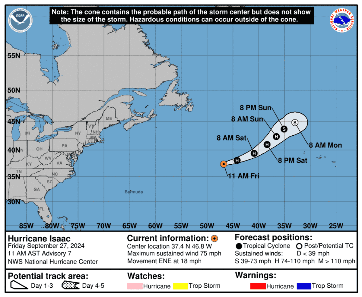 Latest on Category 1 Hurricane Isaac: Friday, Sep 27 update from the N...