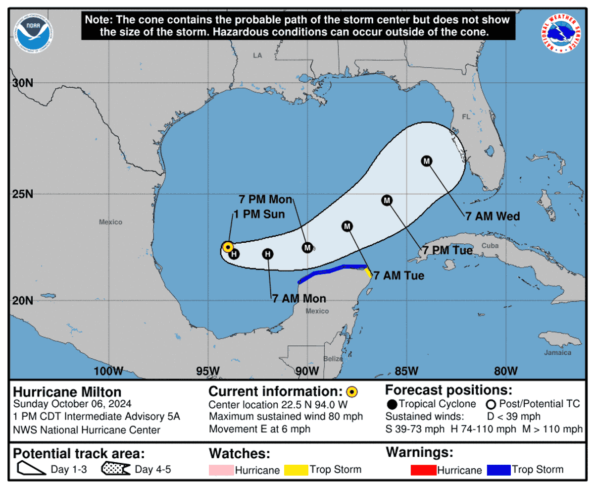 Sunday, Oct 6 update from the National Hurricane Center: Latest on Cat...