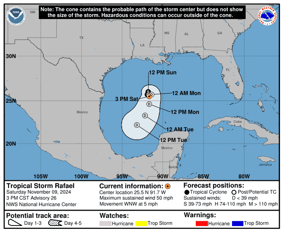 Saturday, Nov 9 update: Latest on Tropical Storm Rafael from the Natio...