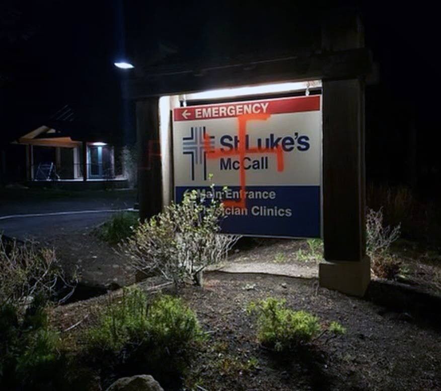 Three outdoor signs at McCall hospital vandalized with swastikas