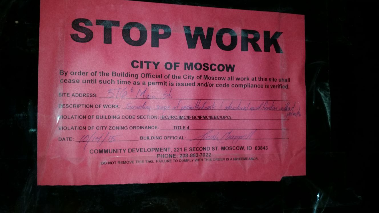 Stop Work notice concerns resident