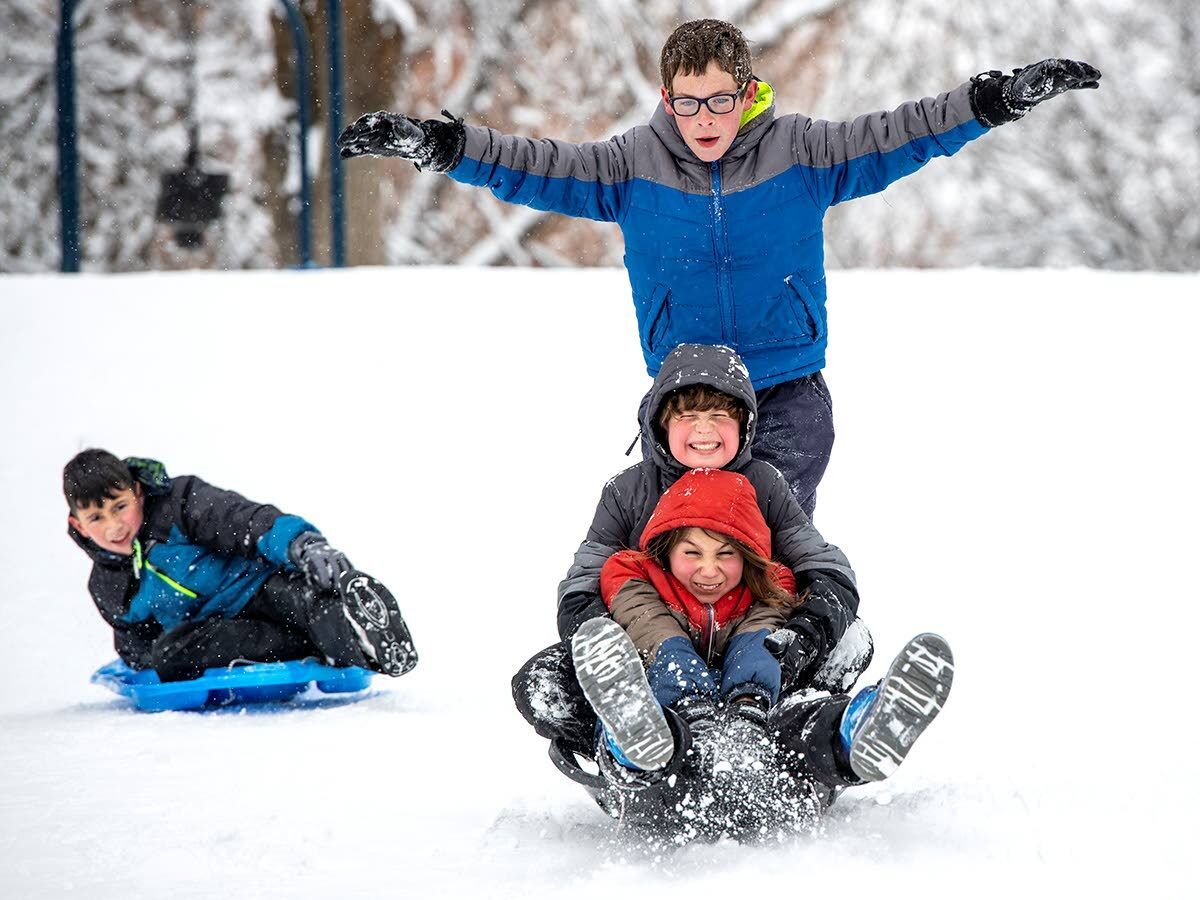 Photo: Stacked sledding