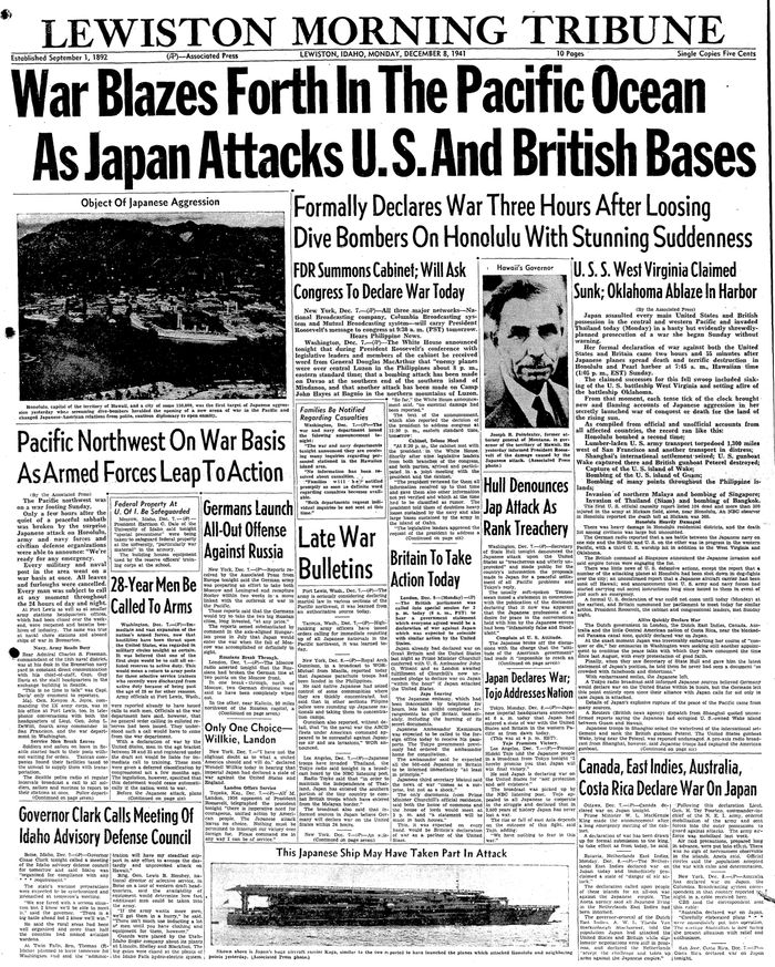 1941: Public hears of Pearl Harbor