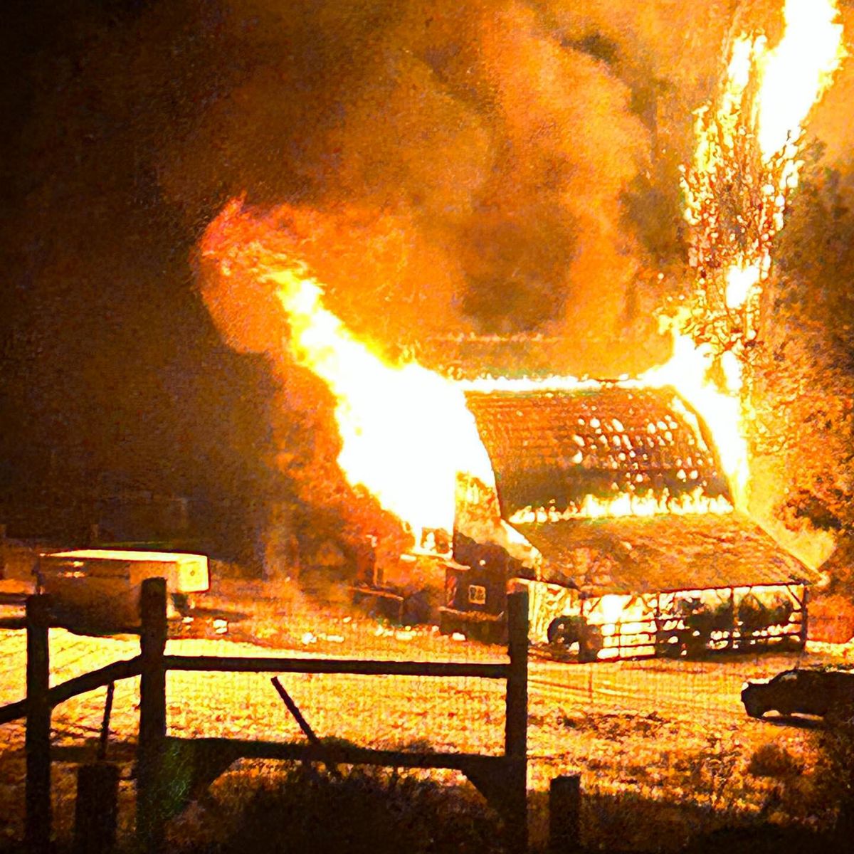 Christmas Eve fire destroys Troy barn
