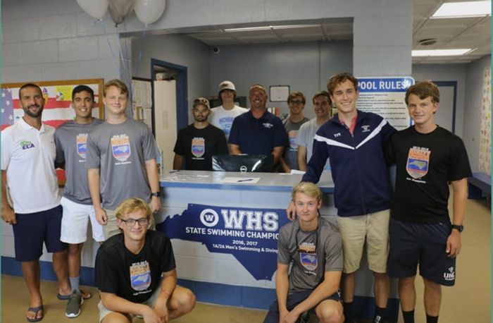 Pam Pack swim team honored with state championship banner