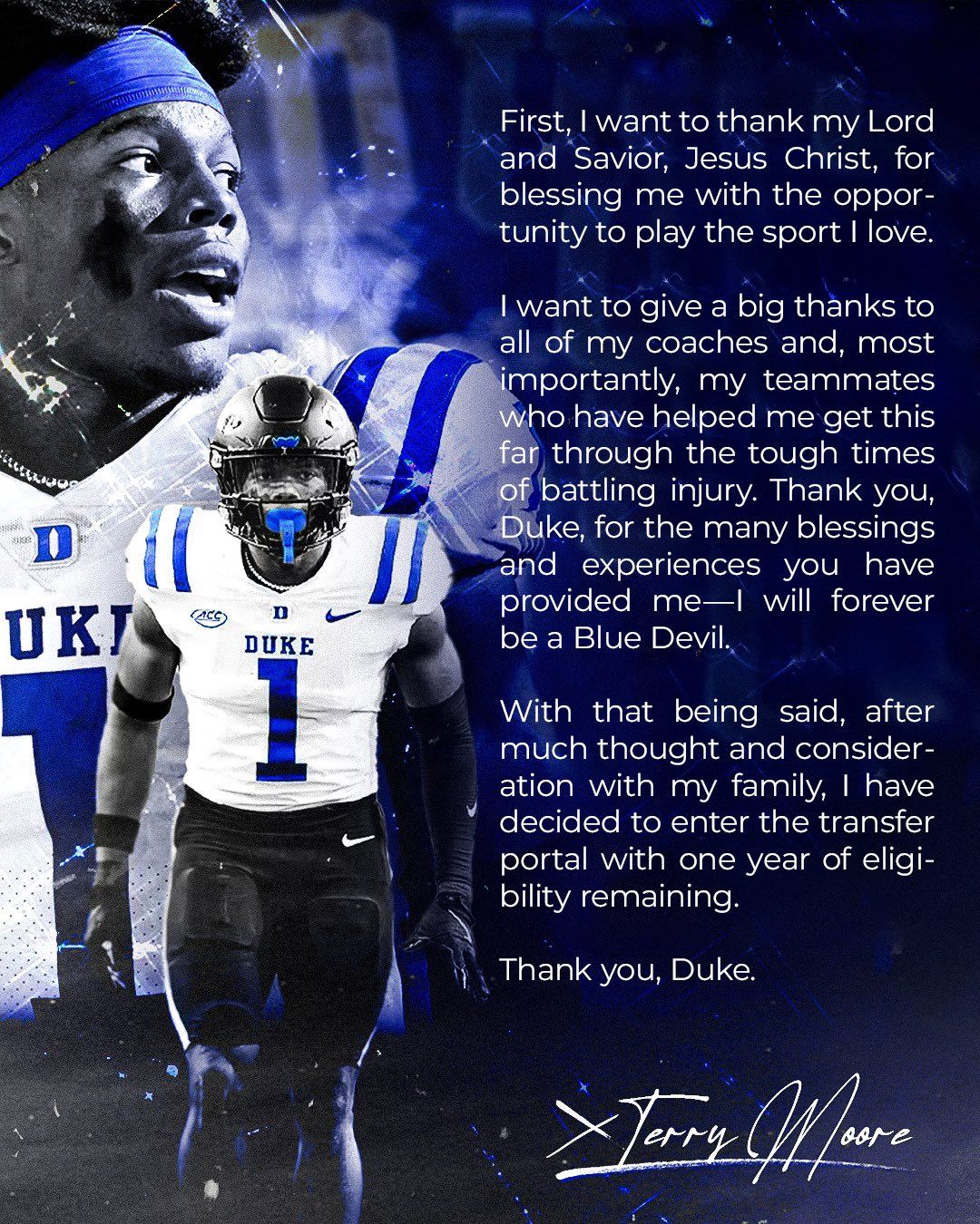 Washington’s Terry Moore leaves Duke for transfer portal