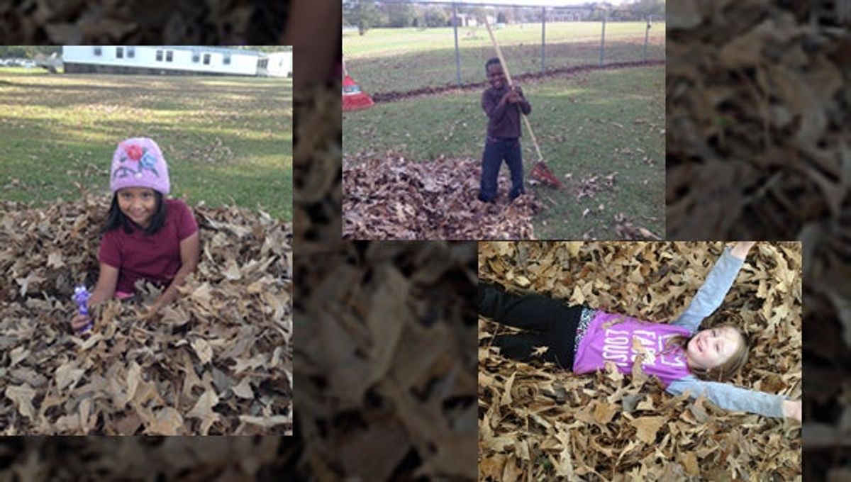 Eastern Elementary students enjoy fall leaves