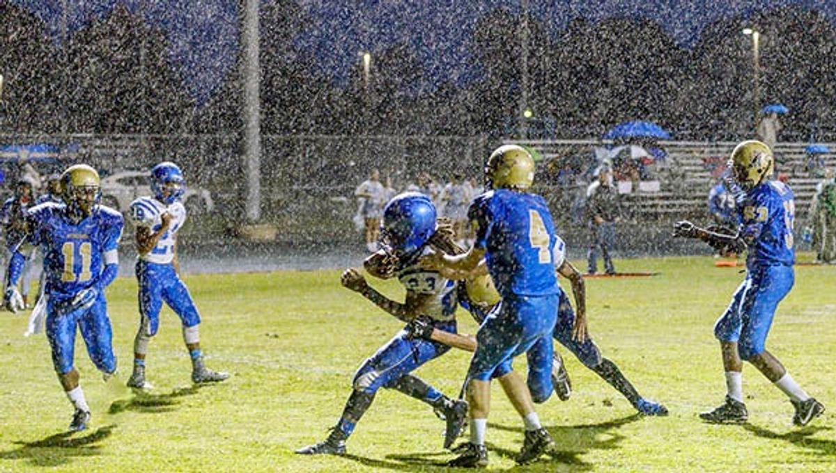 Bulldogs wash out Dukes for rain-soaked victory