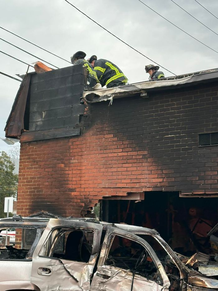 Vehicle slams into Suffolk business, ignites blaze, knocking out power...
