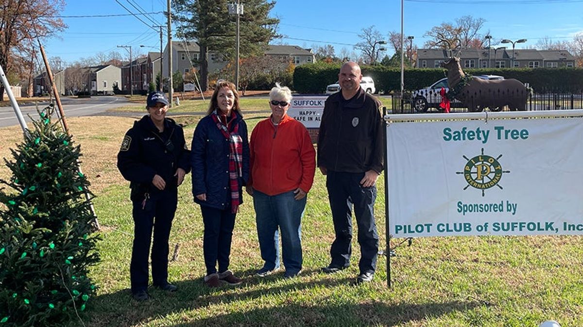 Tree shines green for safety