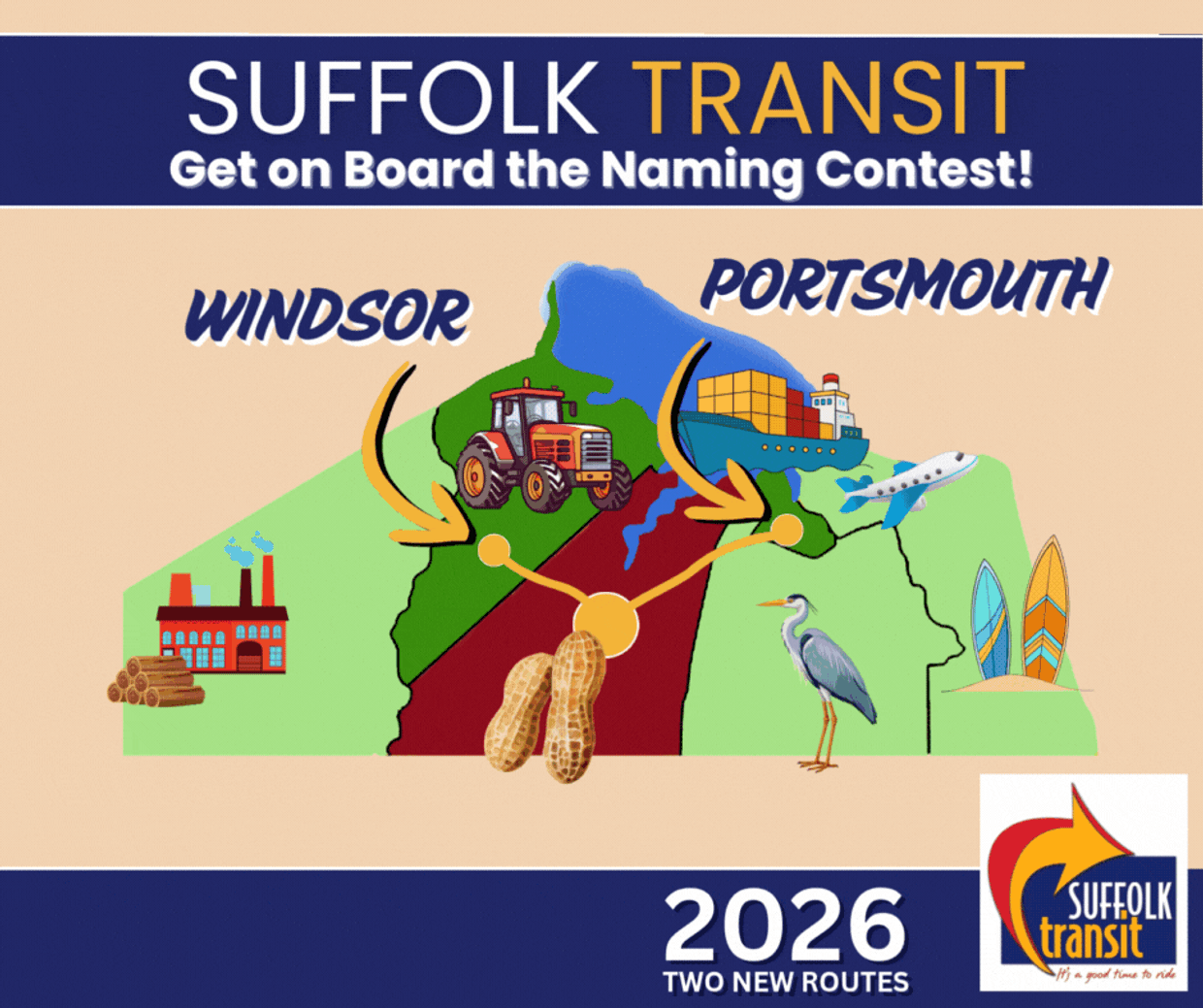 What should Suffolk-to-Windsor bus route be named? Enter the...